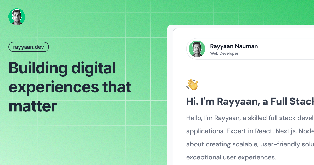 Rayyaan Nauman - Full Stack Developer & Software Engineer | Next.js Expert